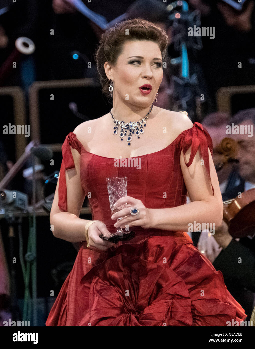 Hanover, Germany. 23rd July, 2016. Soprano Marina Rebeka sings on stage ...