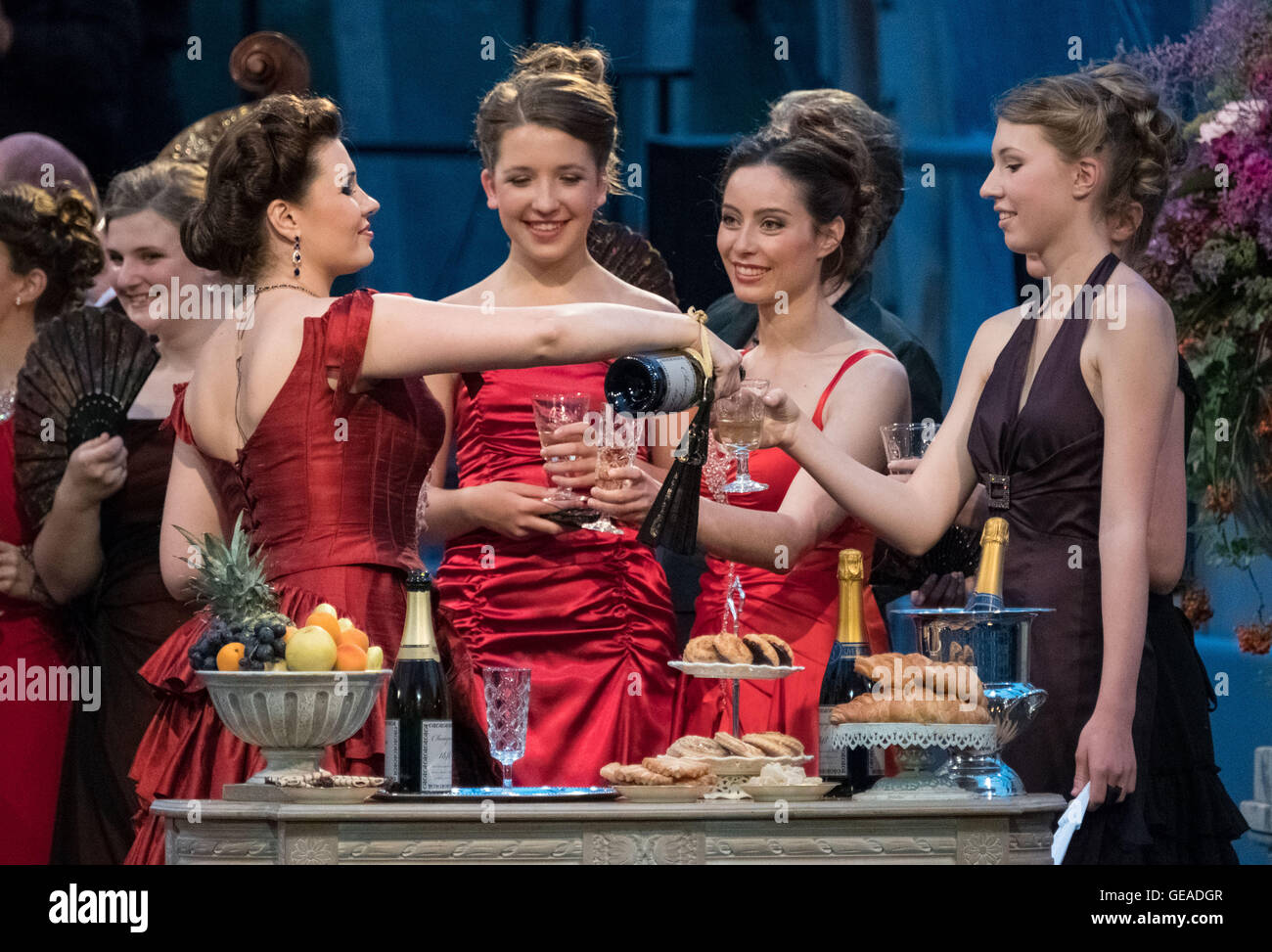 Hanover, Germany. 23rd July, 2016. Soprano Marina Rebeka (l) sings on ...