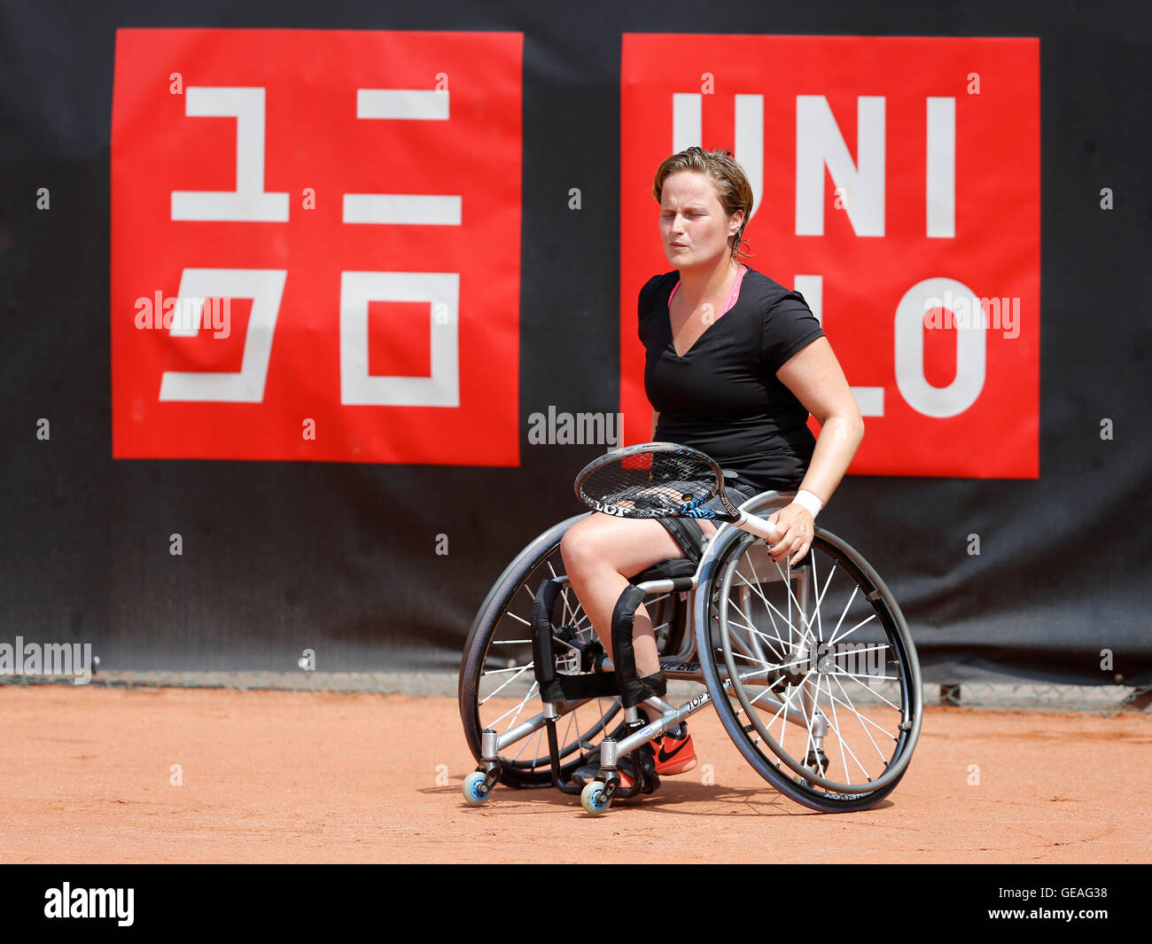 Namur, Belgium. 24 Jul, 2016. Aniek Van Koot is seen in front of a ...
