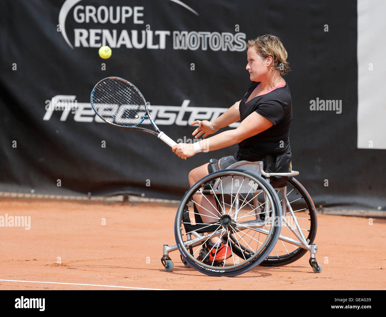 Namur, Belgium. 24 Jul, 2016. Aniek Van Koot returns the ball during ...