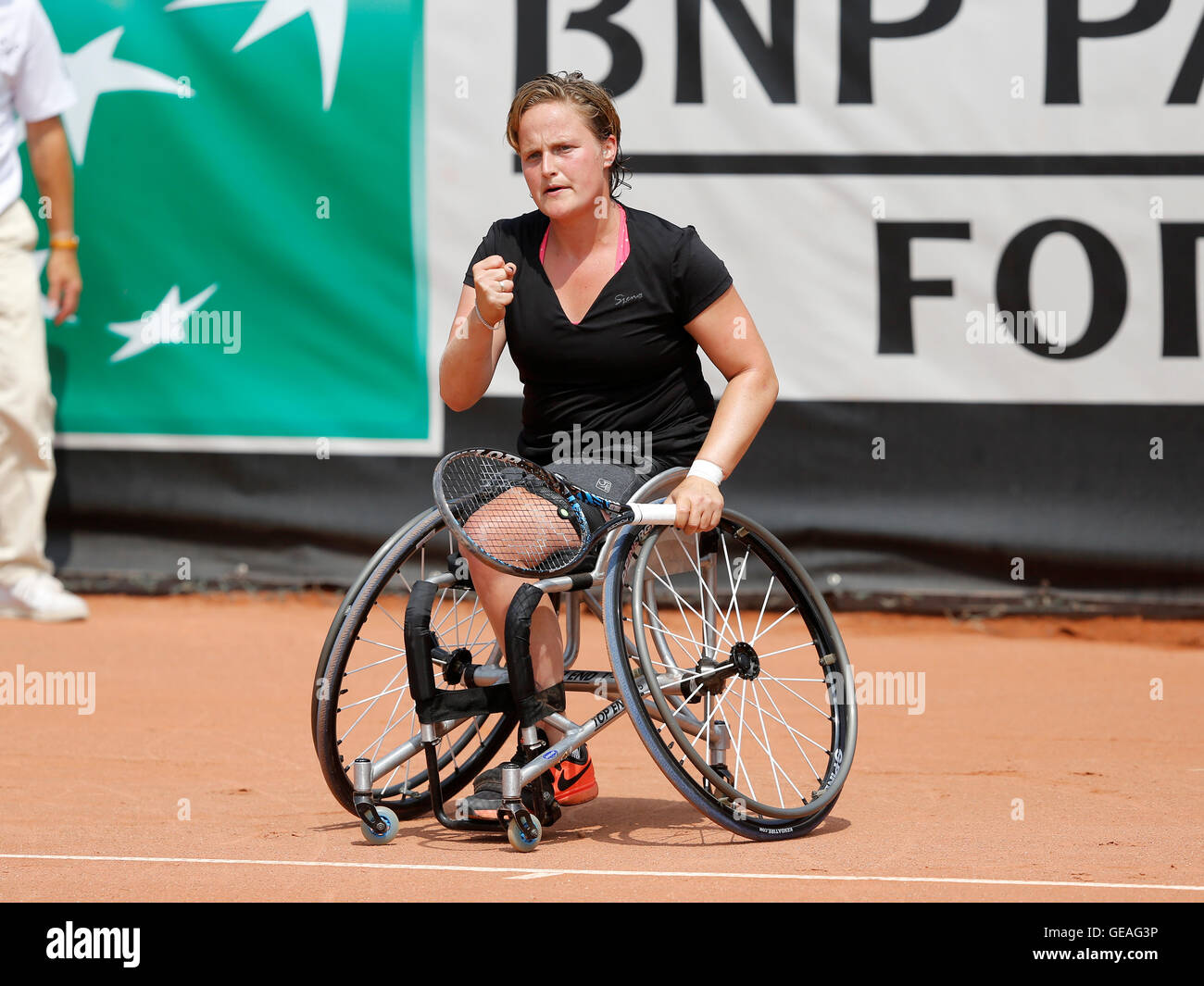 Namur, Belgium. 24 Jul, 2016. Aniek Van Koot reacts after scoring a ...