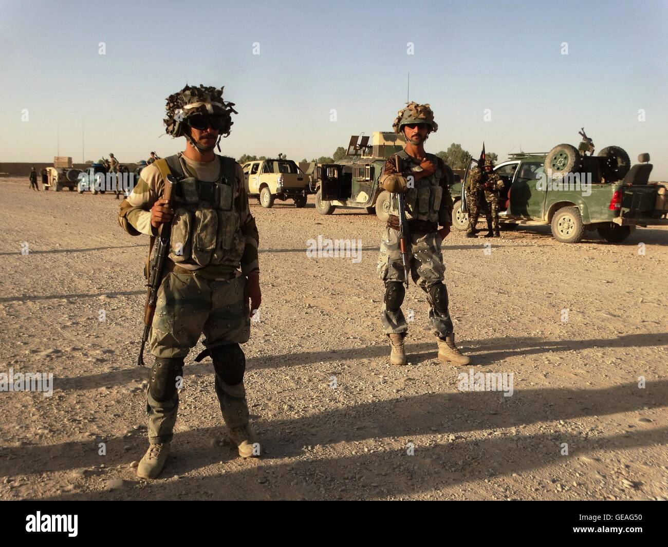 Helmand, Afghanistan. 23rd July, 2016. Members of Afghan security ...