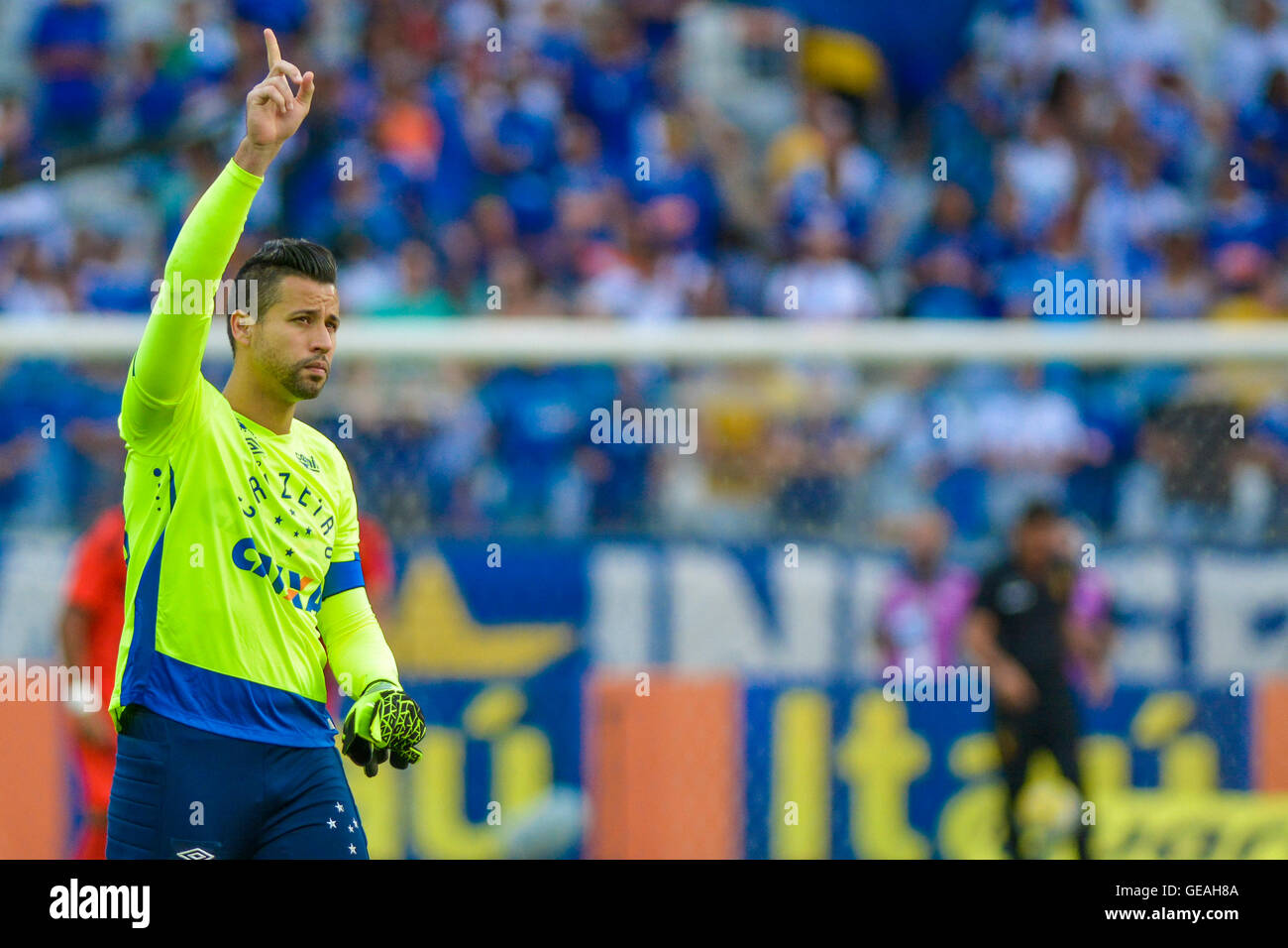 Belo Horizonte, Brazil. 24th July, 2016. Fabio goalkeeper celebrates ...