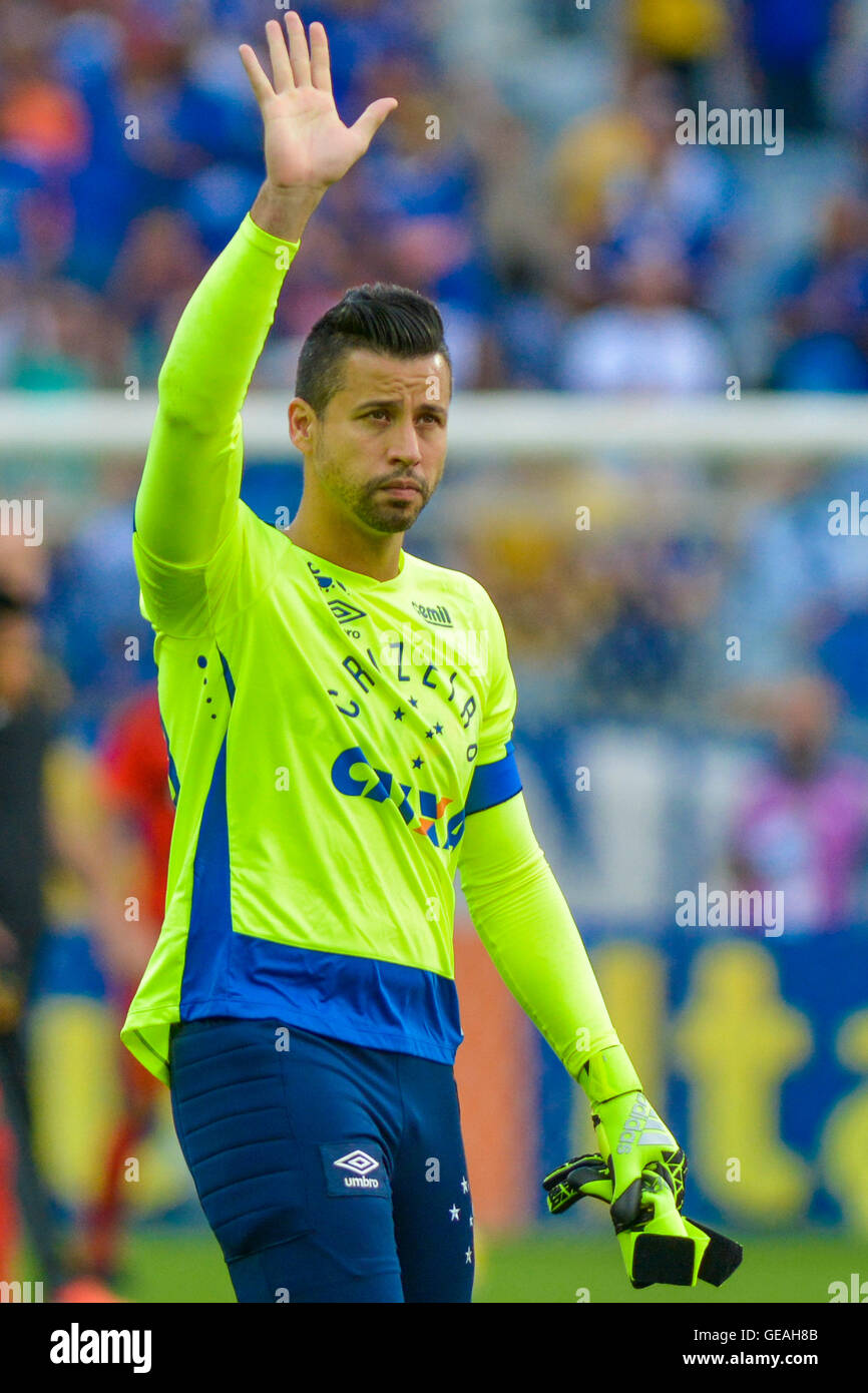 Belo Horizonte, Brazil. 24th July, 2016. Fabio goalkeeper celebrates ...