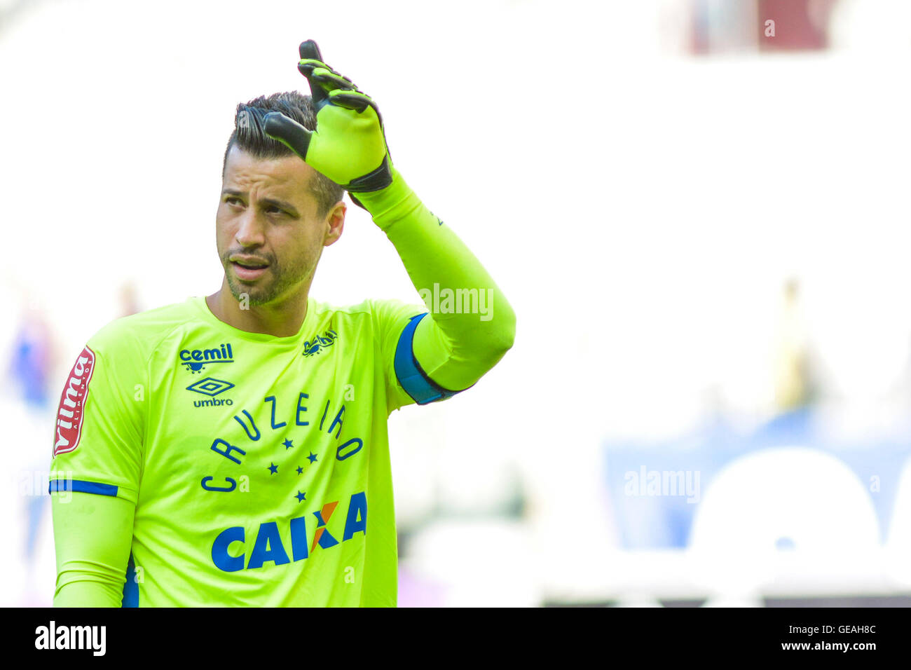 Belo Horizonte, Brazil. 24th July, 2016. Fabio goalkeeper celebrates ...