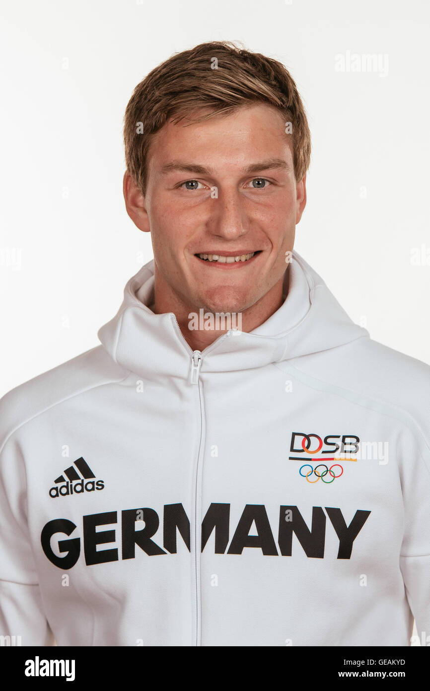 Hannover, Germany. 21st July, 2016. Thomas Röhler poses at a photocall ...