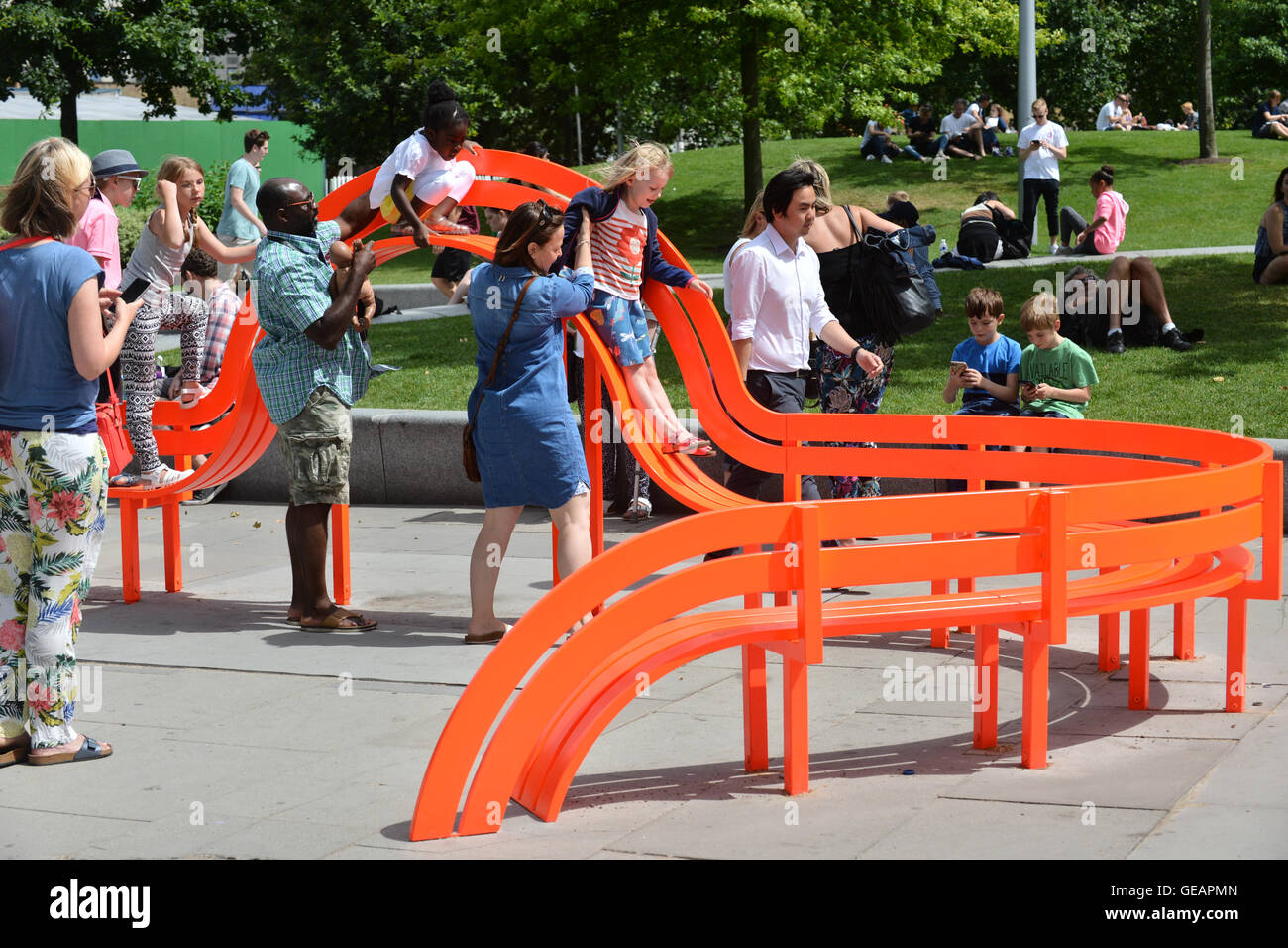 Southbank, London, UK. 25th July 2016. Modified Social Benches NY by ...