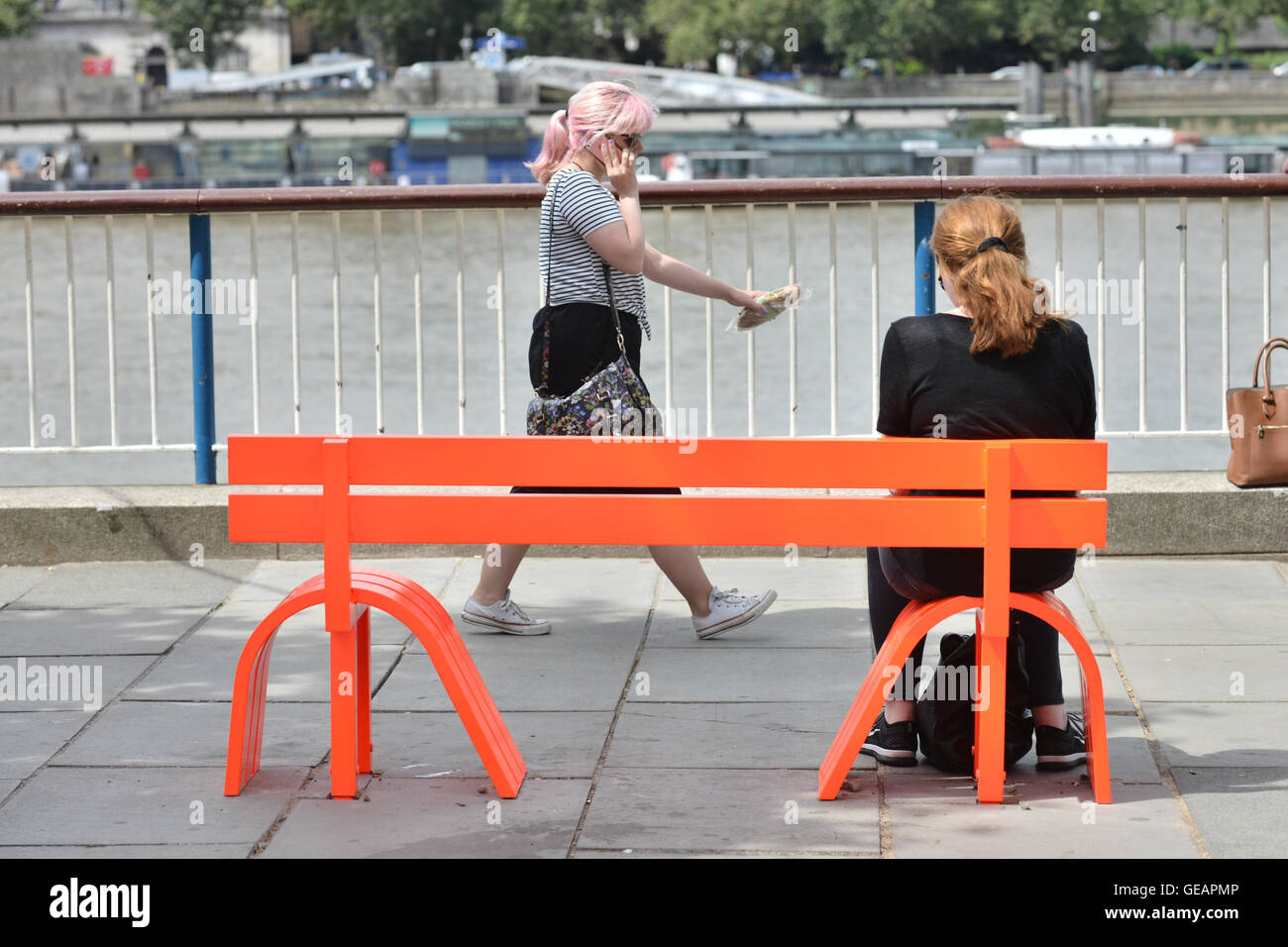Southbank, London, UK. 25th July 2016. Modified Social Benches NY by ...