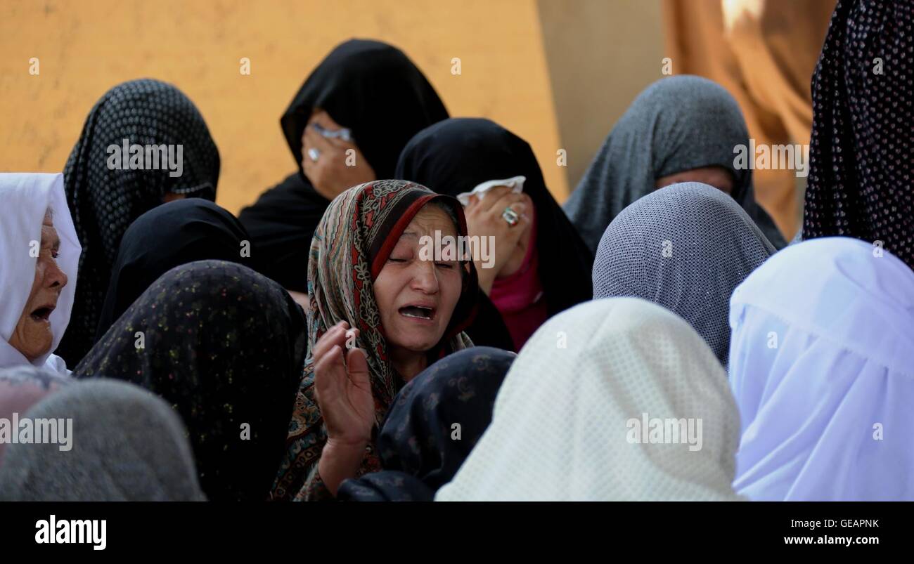 Kabul, Afghanistan. 25th July, 2016. Relatives of victims of a suicide ...
