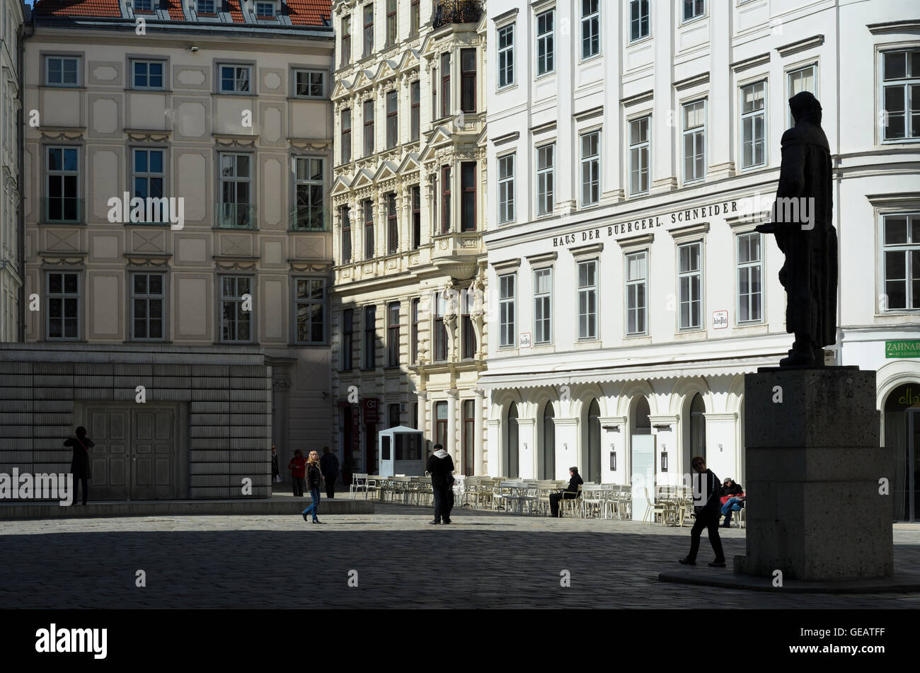 Wien, Vienna: square Judenplatz with Lessing Memorial and the memorial ...