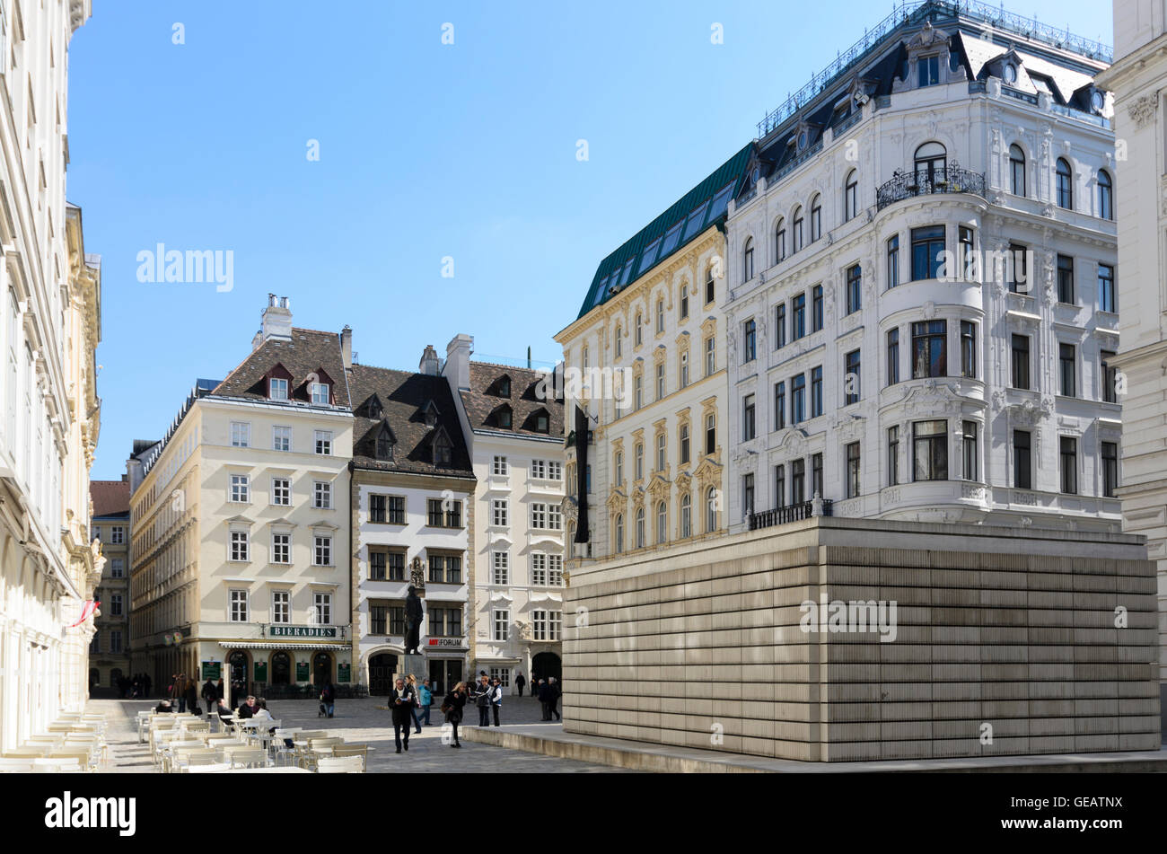 Wien, Vienna: square Judenplatz with Lessing Memorial and the memorial ...