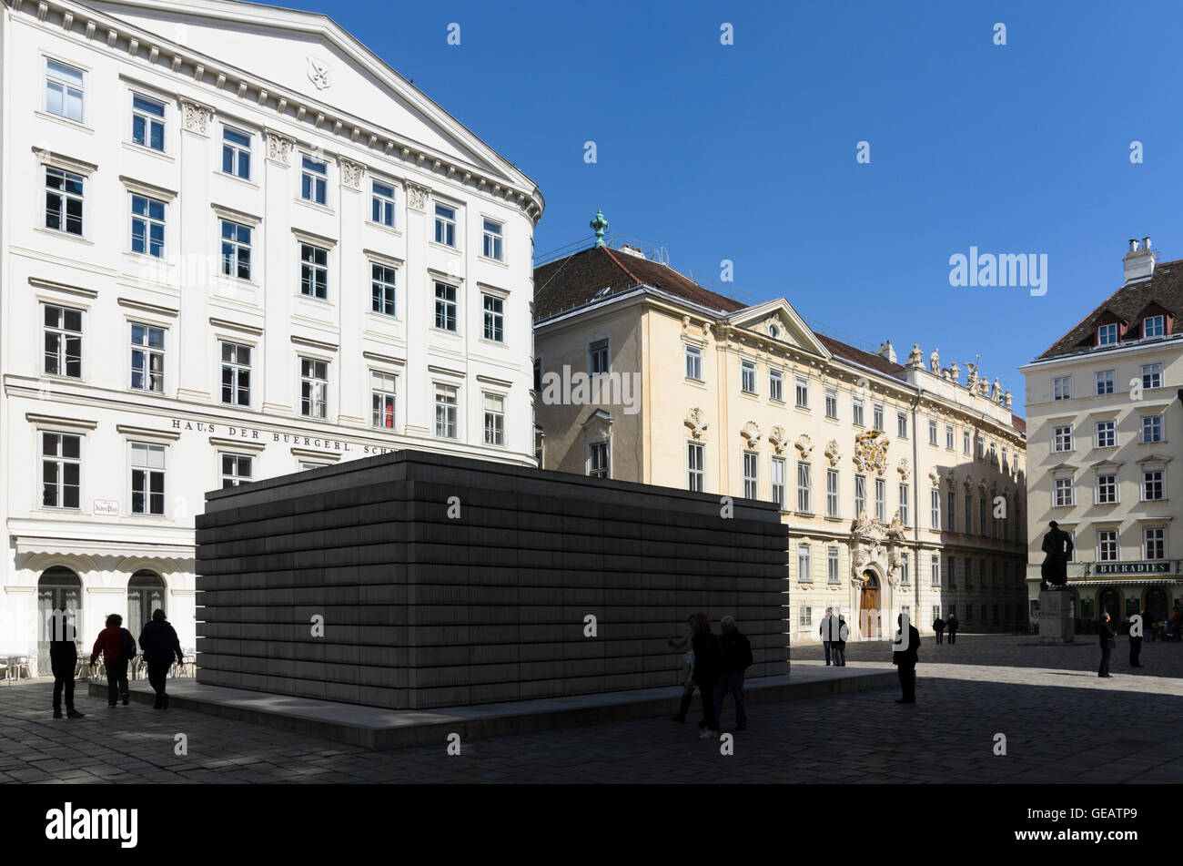 Wien, Vienna: square Judenplatz with Lessing Memorial and the memorial ...
