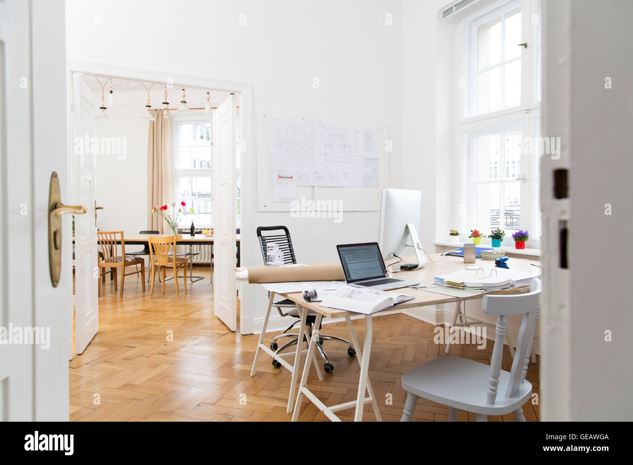 Workspace in empty office Stock Photo - Alamy