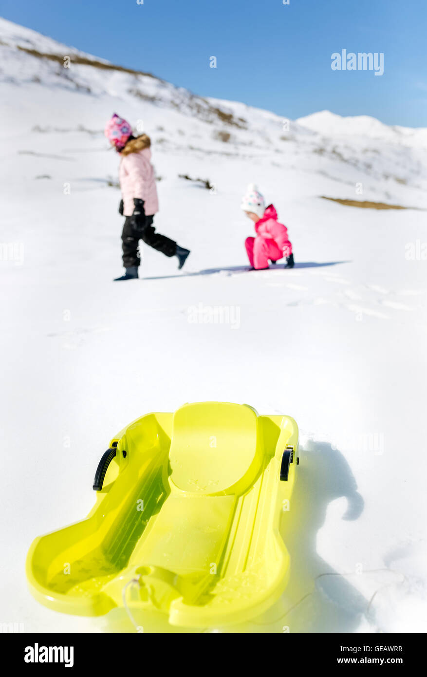 Snow sledge kids hi-res stock photography and images - Alamy