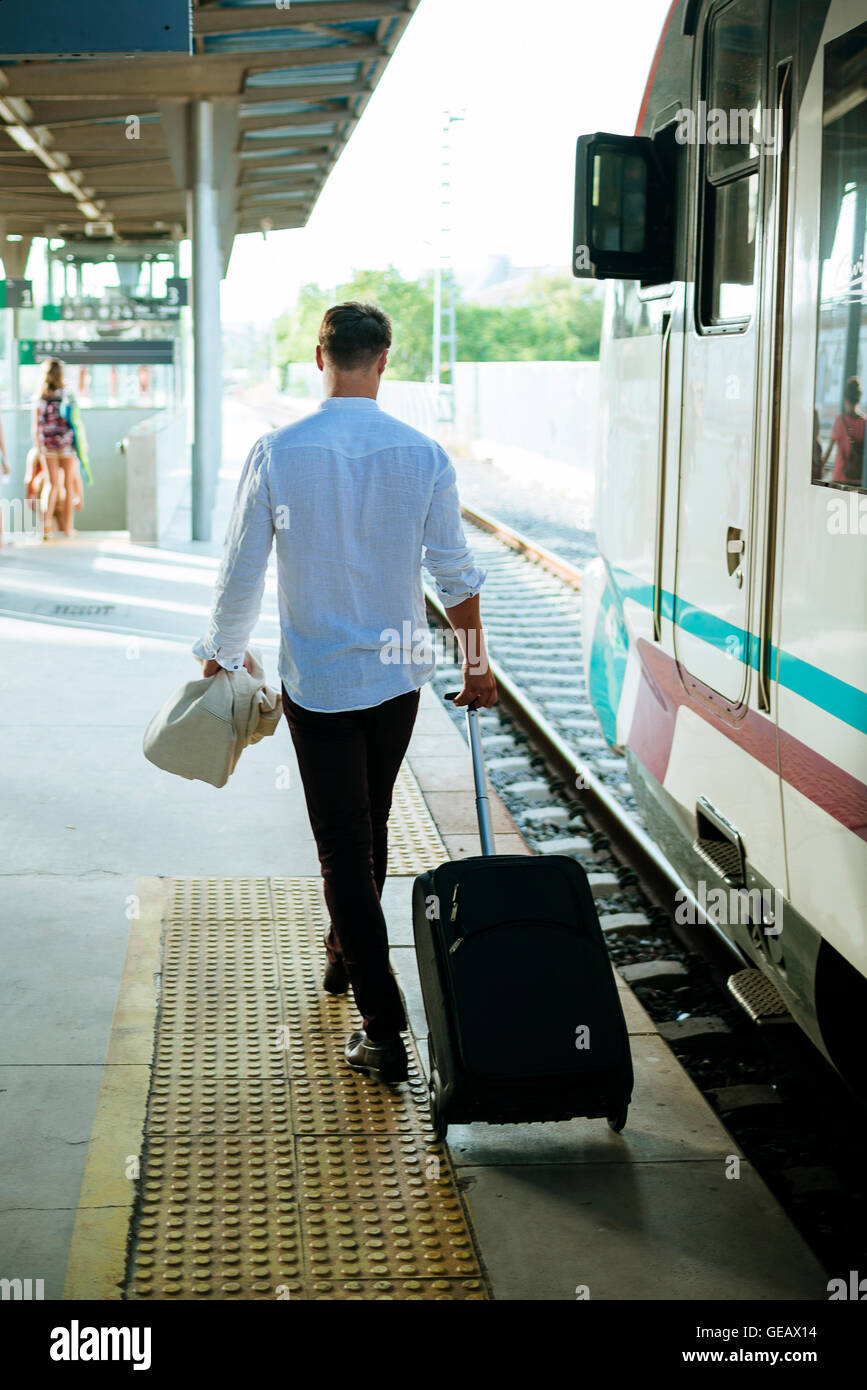 Man at the rear of a railway train hi-res stock photography and images ...