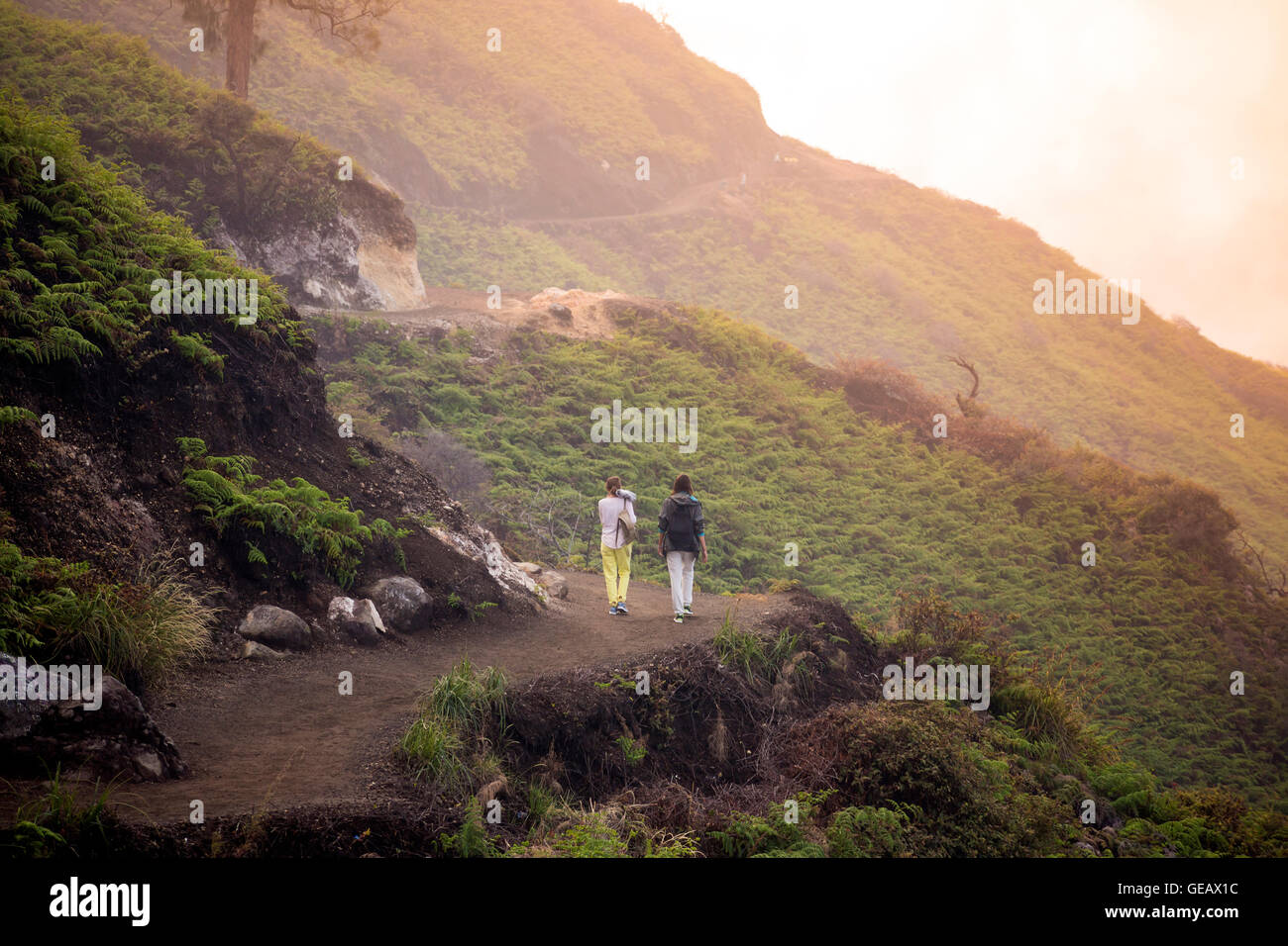 Indonesia, Java, Two women hiking in the mountains Stock Photo - Alamy