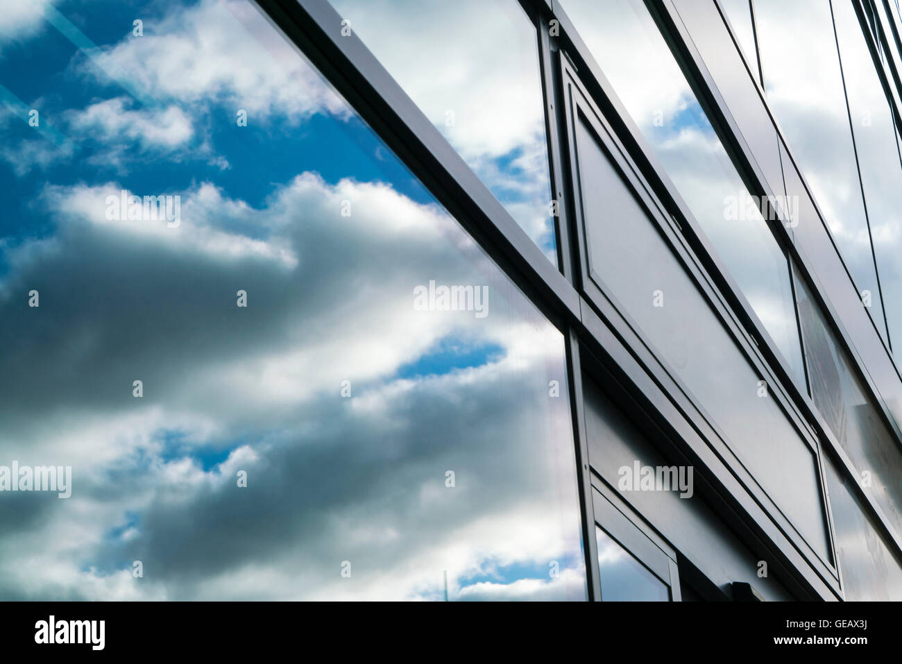 Reflection, window, clouds and sky Stock Photo - Alamy