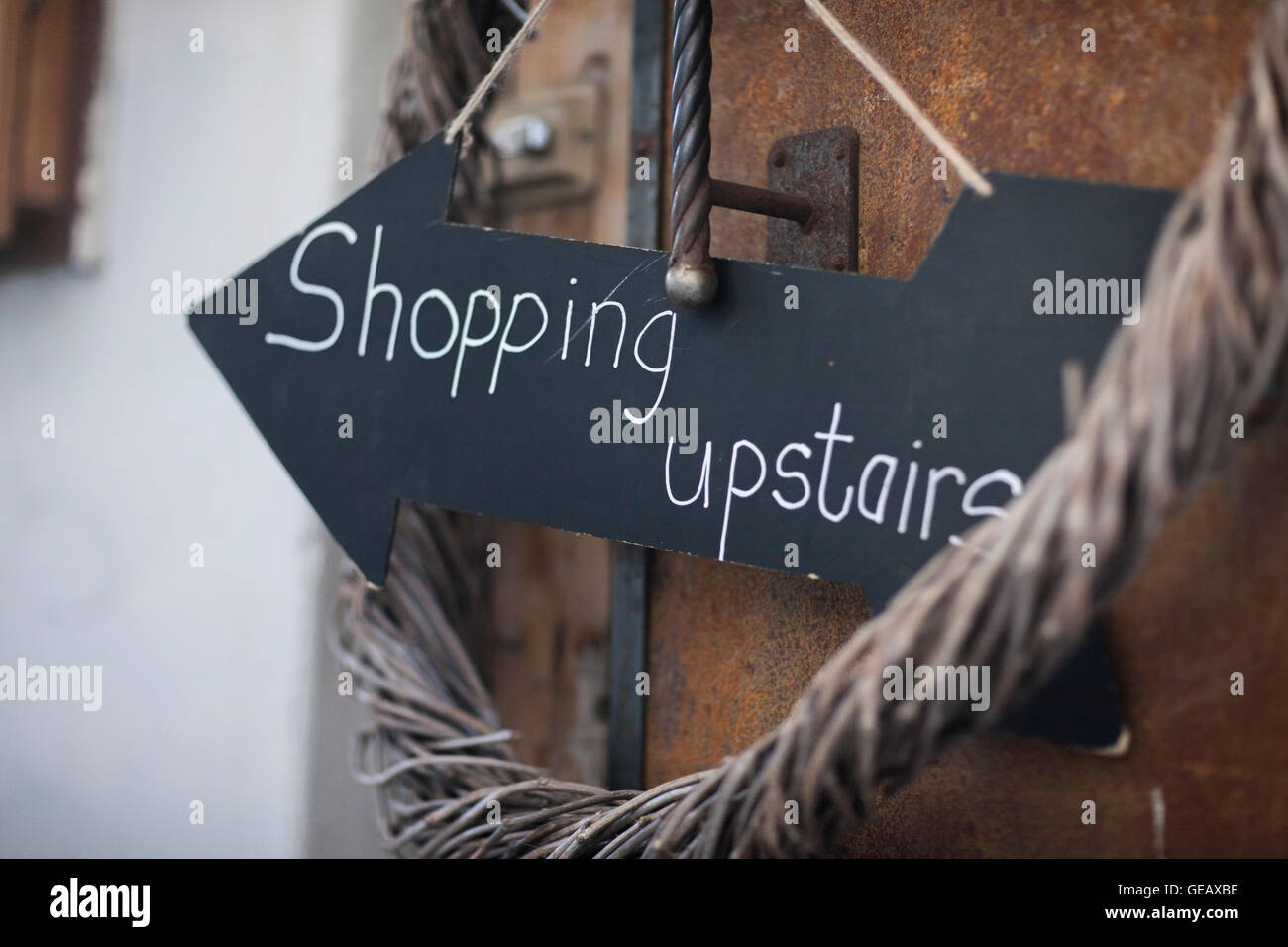 Black board shop sign Stock Photo - Alamy