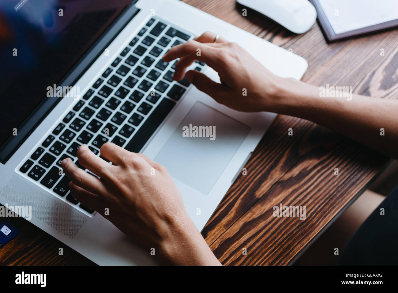 Girl working on computer Stock Photo - Alamy