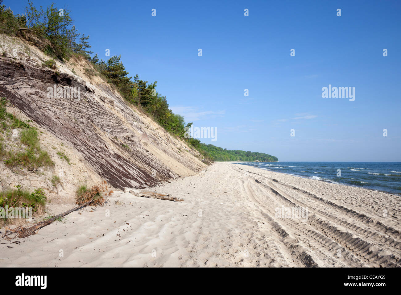 Poland, Pomerania, Chlapowo, Baltic Sea, beach and cliff Stock Photo ...