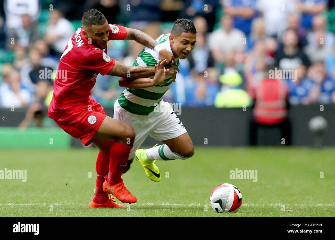 Celtic's Emilio Izaguirre (right) and Leicester City's Danny Simpson ...