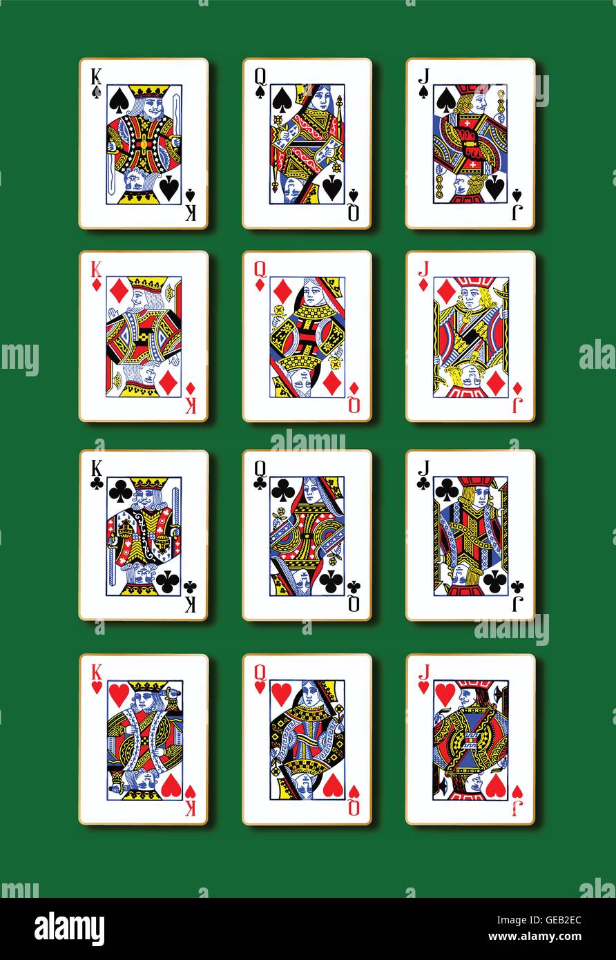 The royal playing cards with a green background Stock Vector Image ...