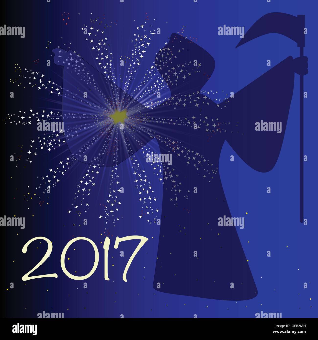 Old father time with hour glass and scythe with 2017 Stock Vector Image ...