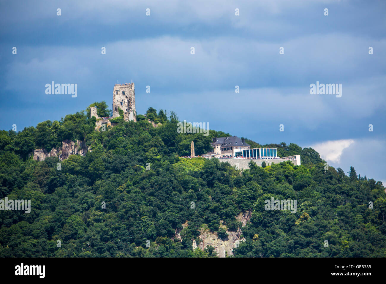 Drachenfels mountain, castle ruin, Siebengebirge, 7-Mountain area ...