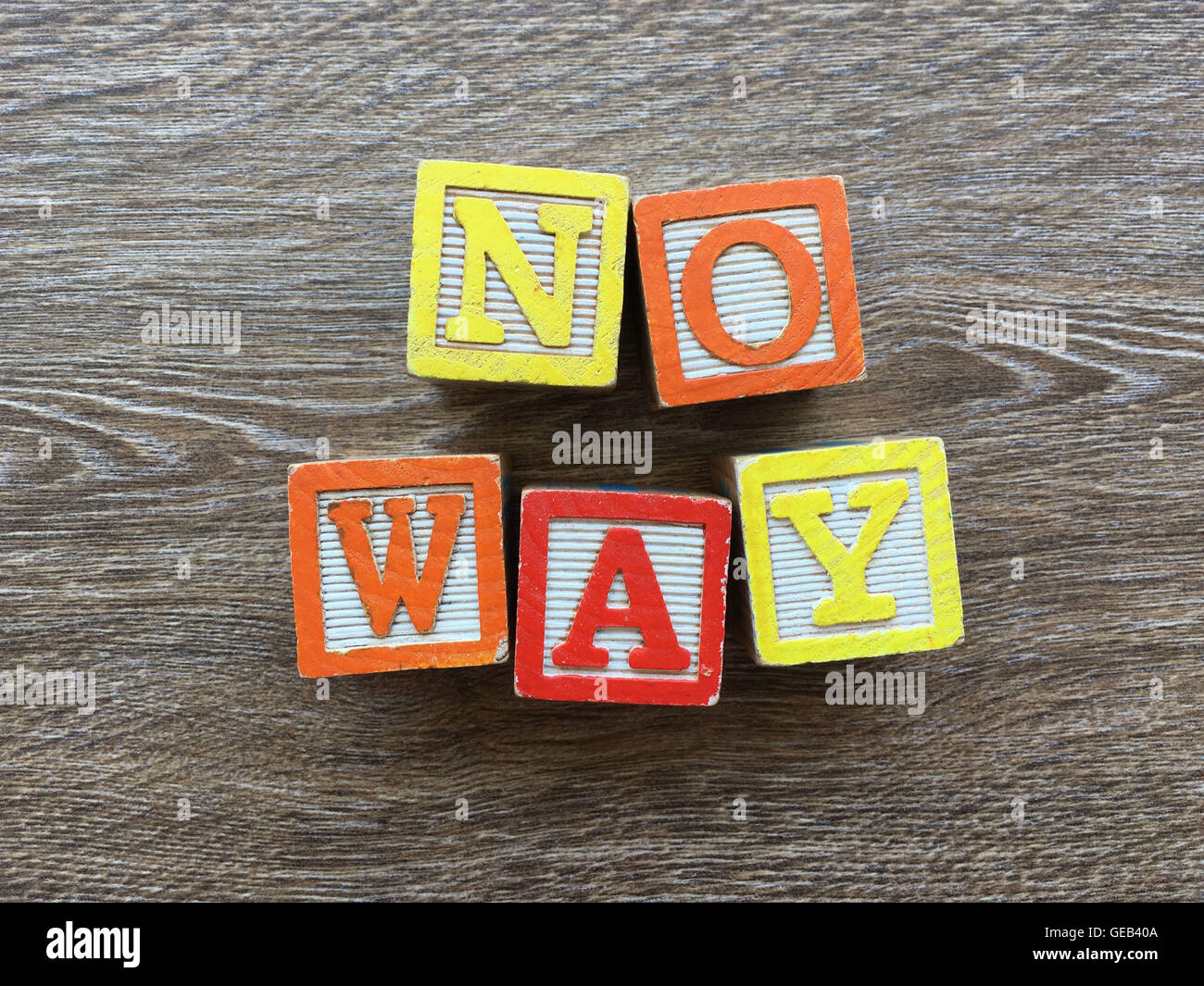 NO WAY sentence written with wood block letter characters Stock Photo ...