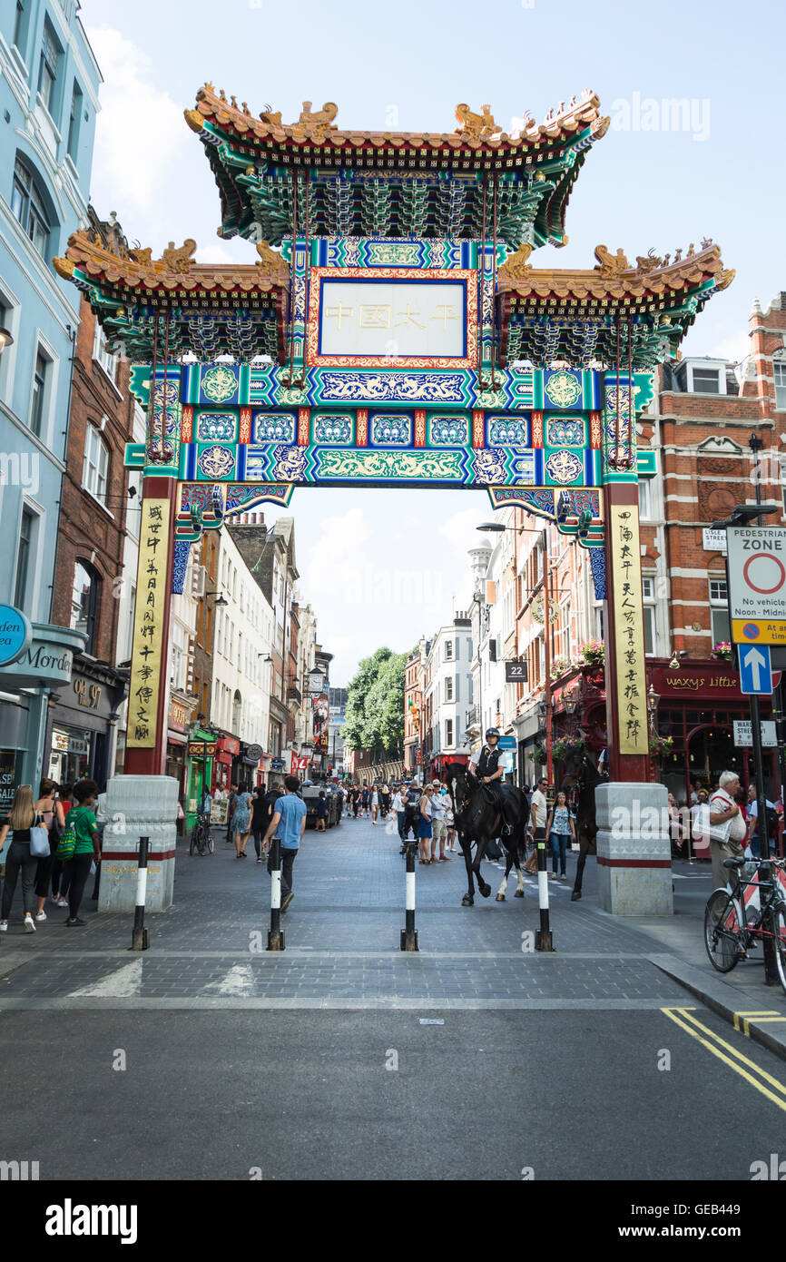 Entrance to Chinatown in the Soho area of the City of Westminster in London, England Stock Photo ...
