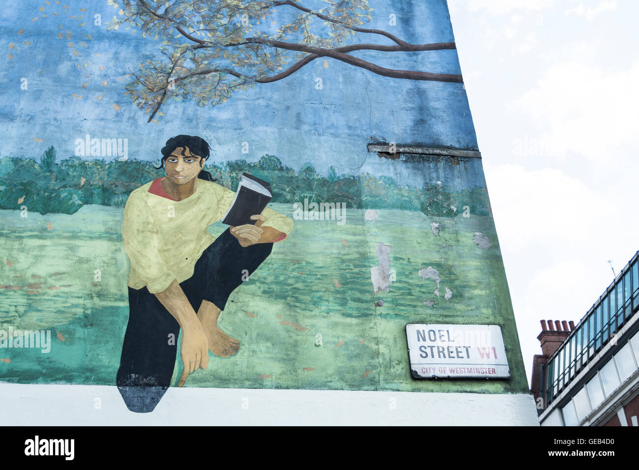 The Soho Mural 'Ode to the West Wind' in Noel Street, London, UK Stock ...