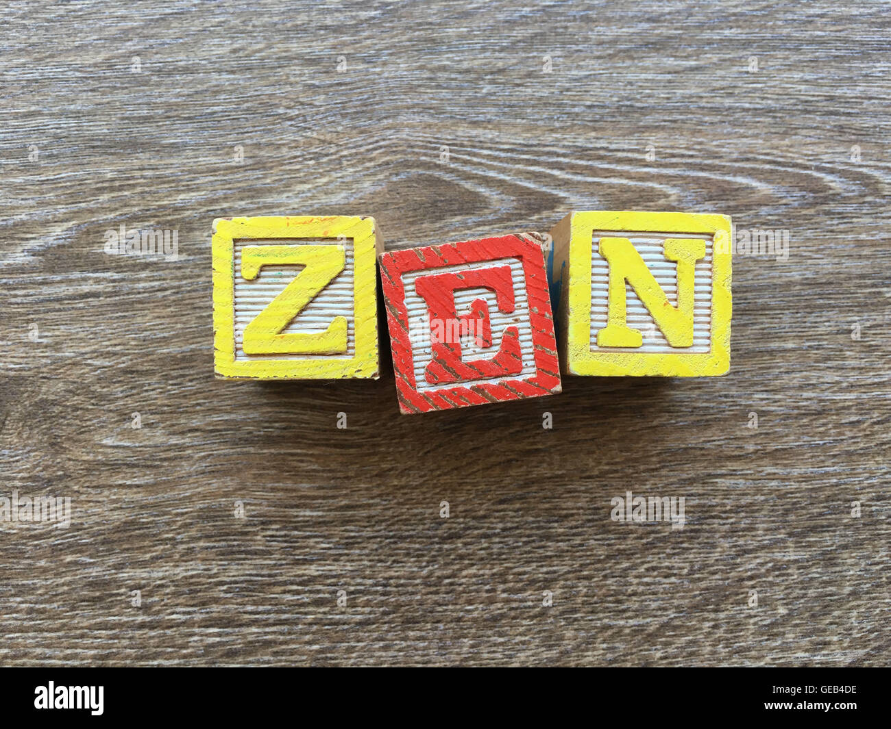 Alphabet wood block letters forming the word ZEN, combining those toys ...