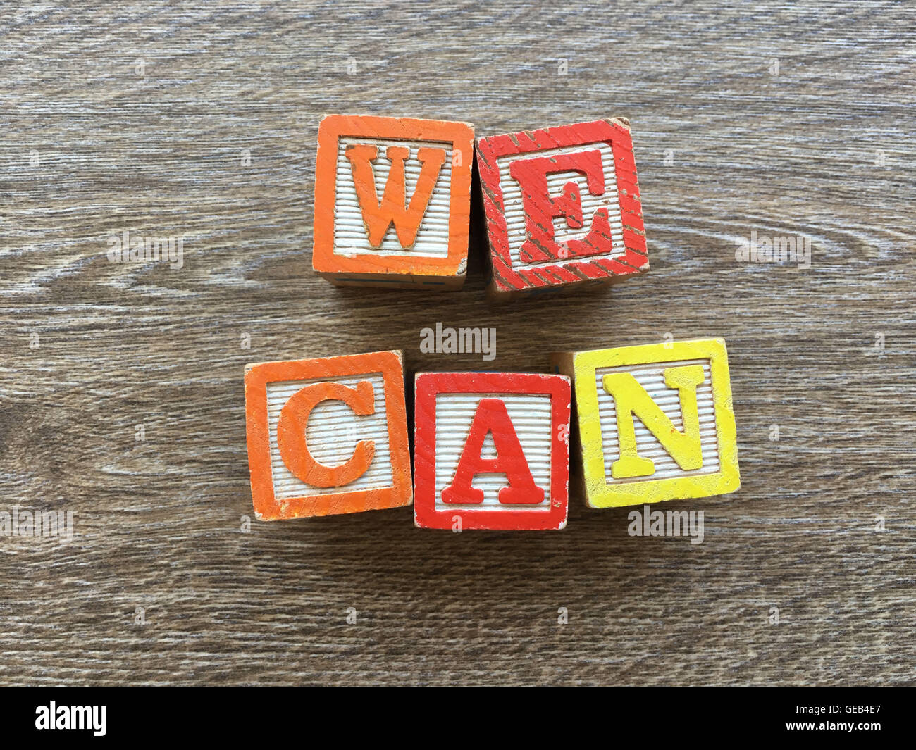 WE CAN sentence written with wood block letter characters Stock Photo ...