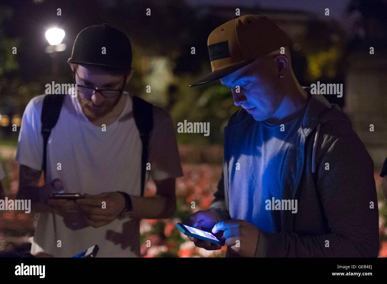 Crowds of Pokemon Go players gather in Gorsedd Gardens, Cardiff, in the ...