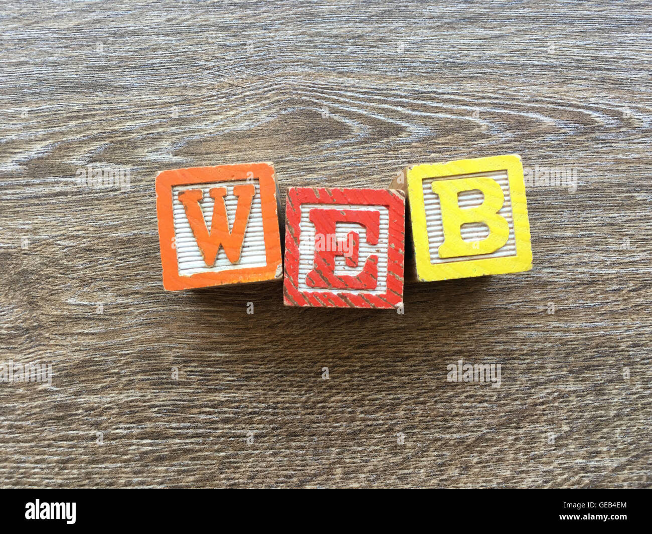 Alphabet wood block letters forming the word WEB, combining those toys ...