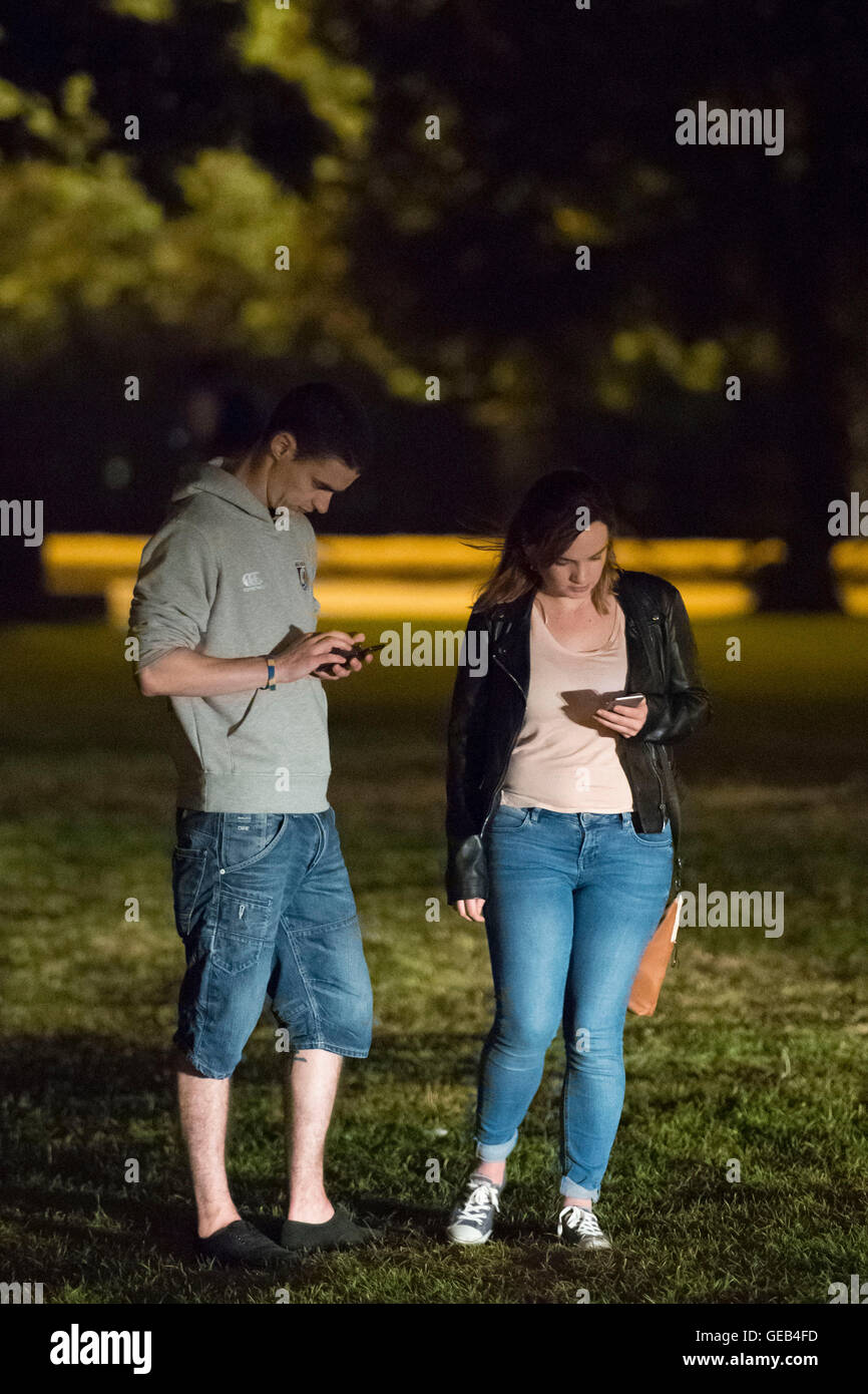 Crowds of Pokemon Go players gather in Gorsedd Gardens, Cardiff, in the ...