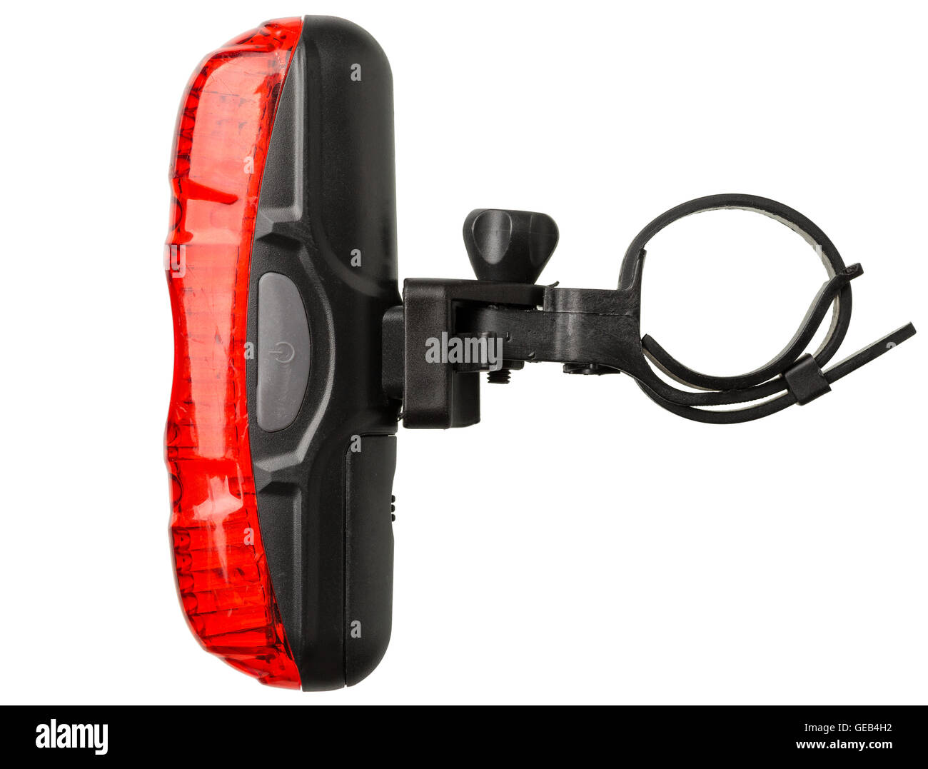 Red rear bicycle lamp with mount isolated Stock Photo - Alamy