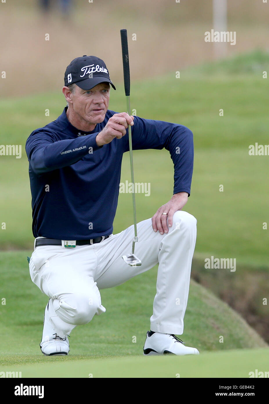 USA's Joe Daley on the 1st tee during day four of the 2016 Senior Open ...