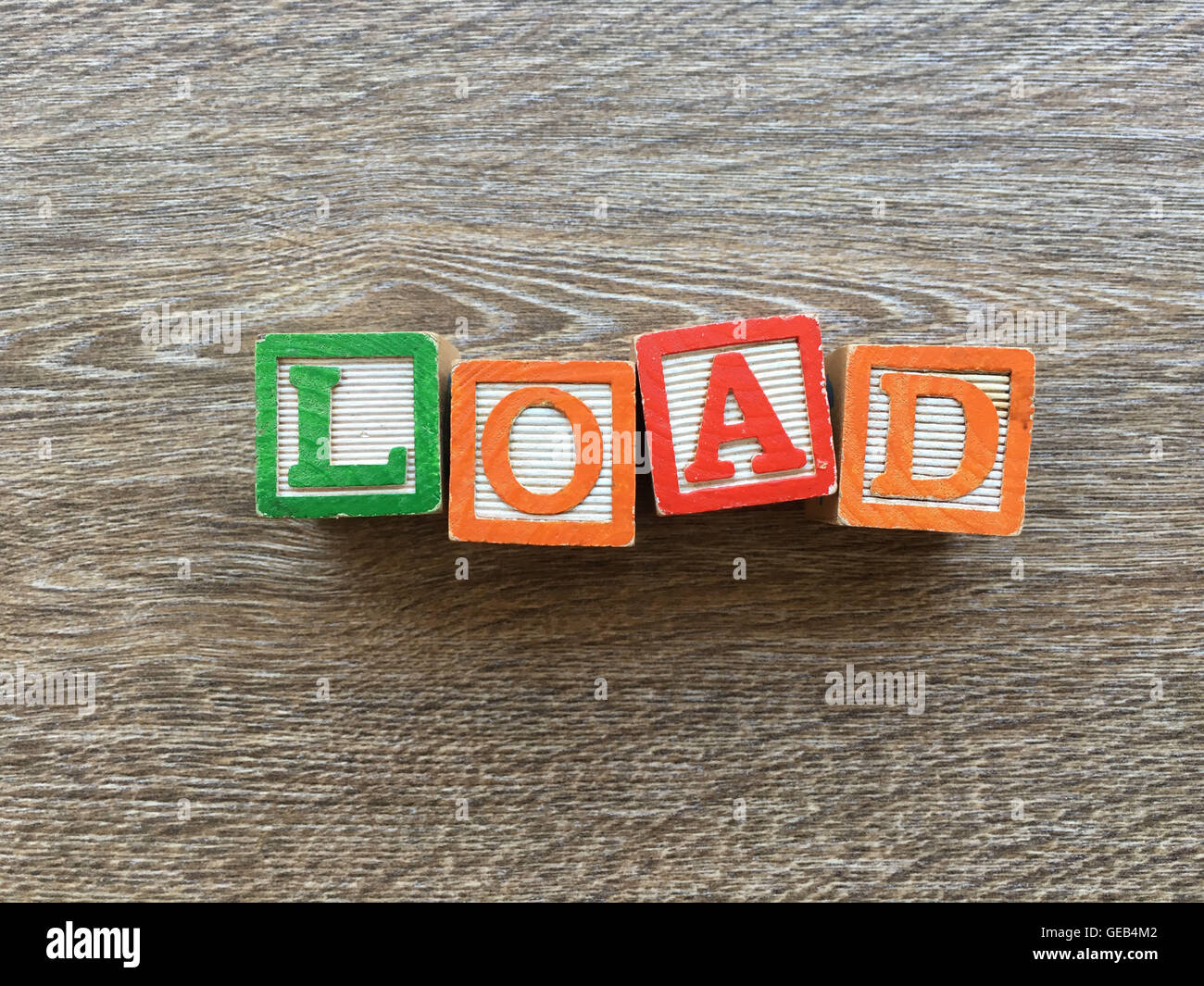 Alphabet wood block letters forming the word LOAD, combining those toys ...