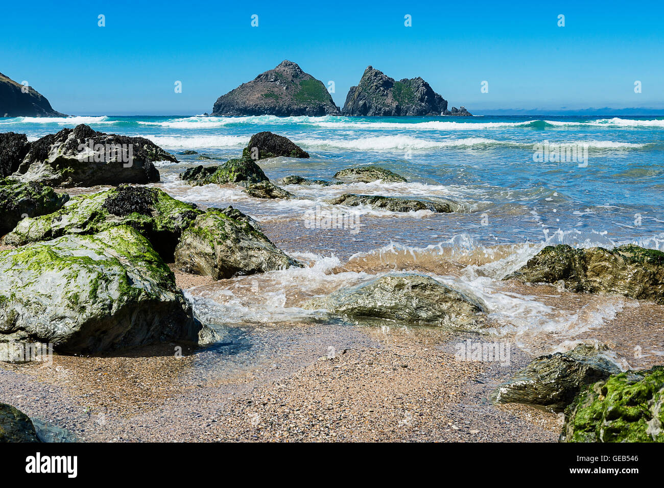 Holywell Bay, Cornwall, UK several hours before a sea mist rolled in ...