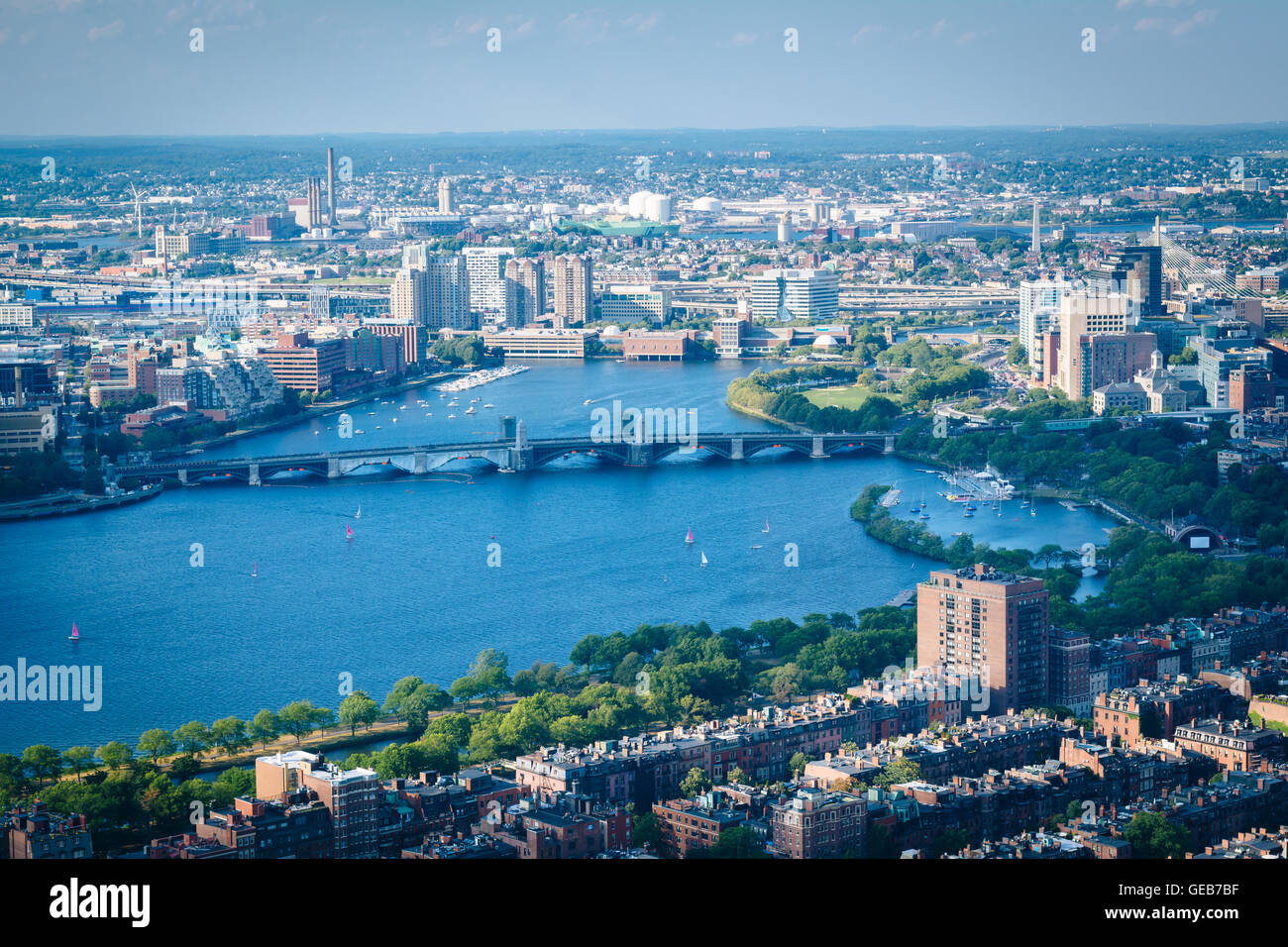 View of the Charles River and Longfellow Bridge, in Boston ...