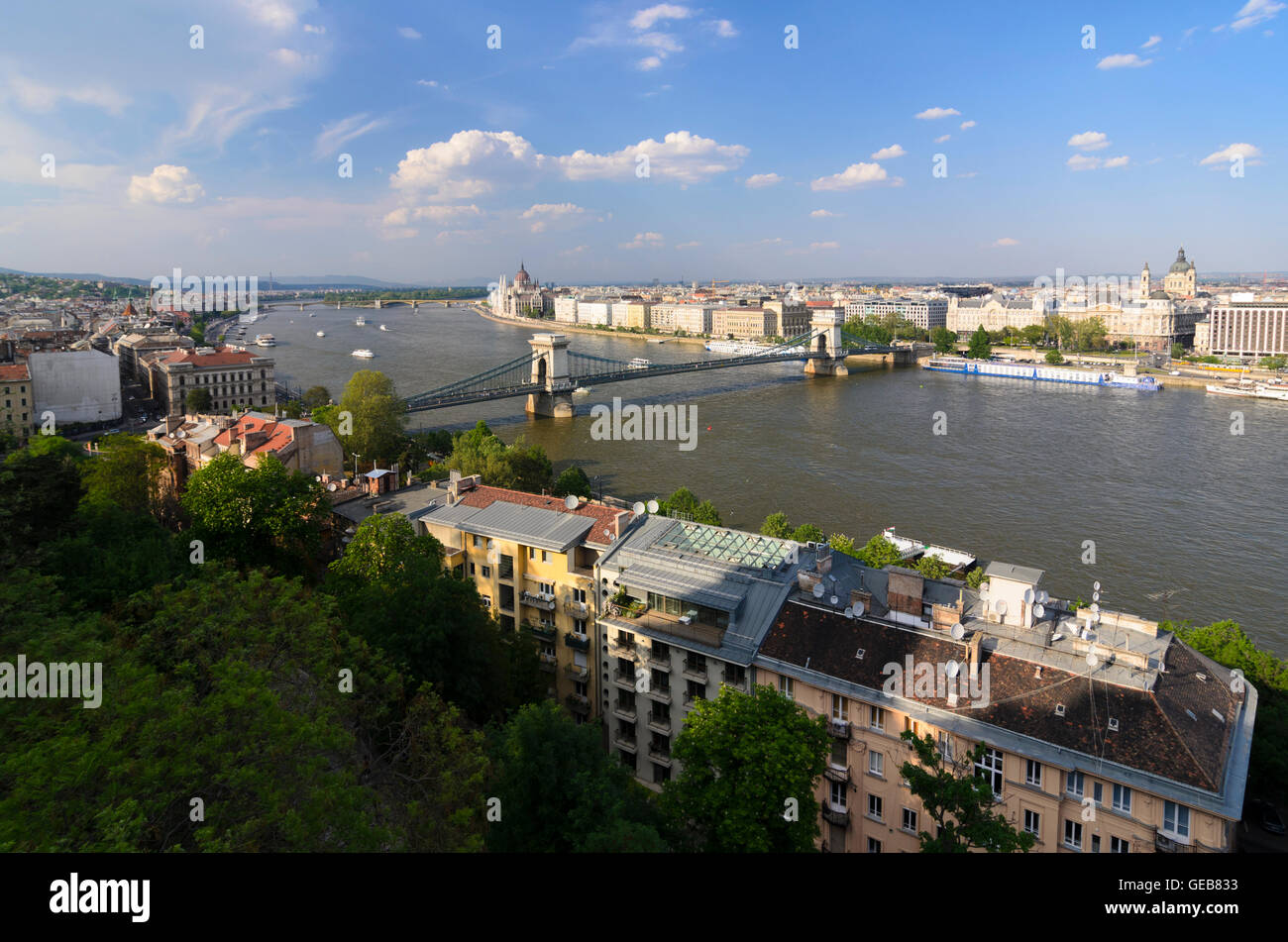 Budapest: View from Castle Hill on the Danube with the Parliament , the ...