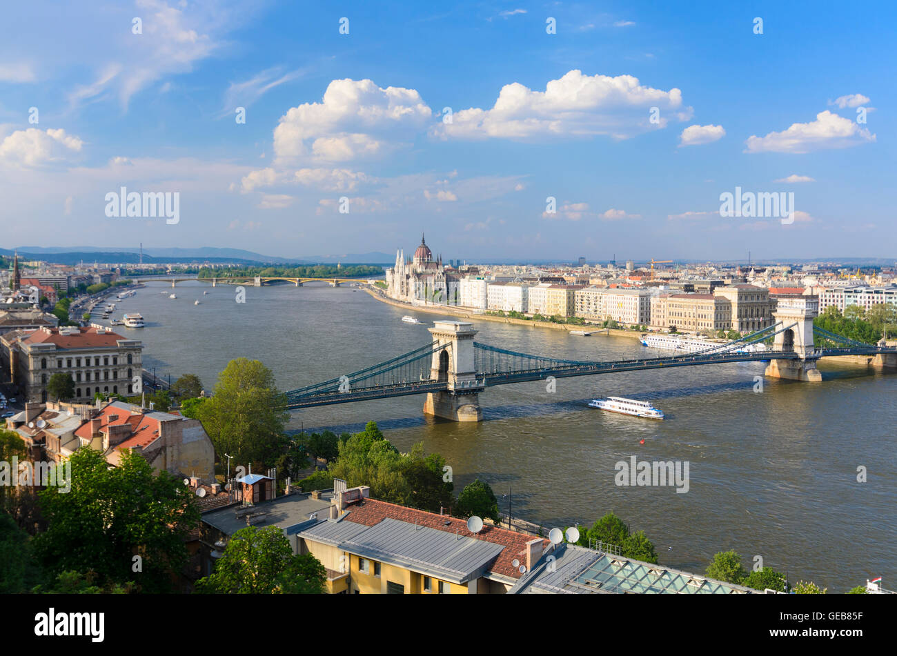 Budapest: View from Castle Hill on the Danube with Margaret Island ...