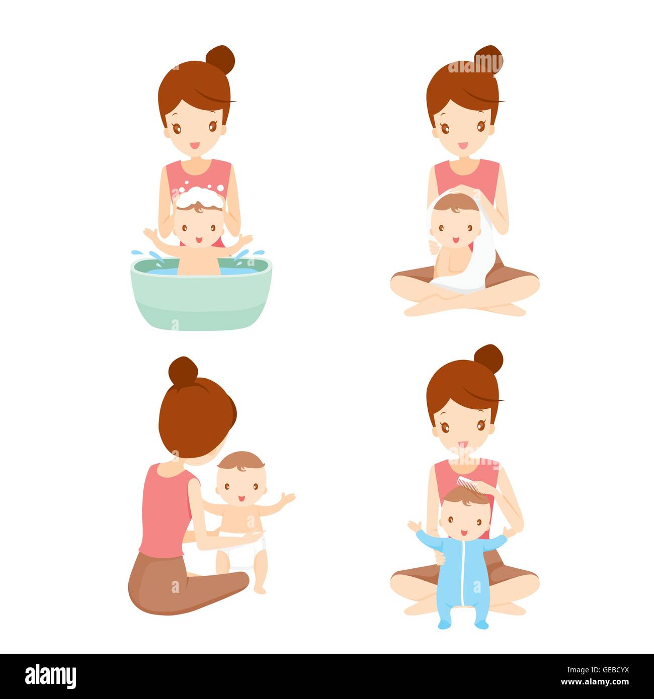 Mom bathing son hi-res stock photography and images - Alamy