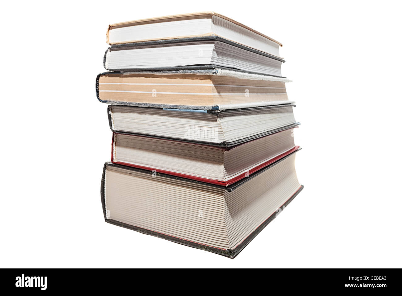 Six old books isolated on white background Stock Photo - Alamy