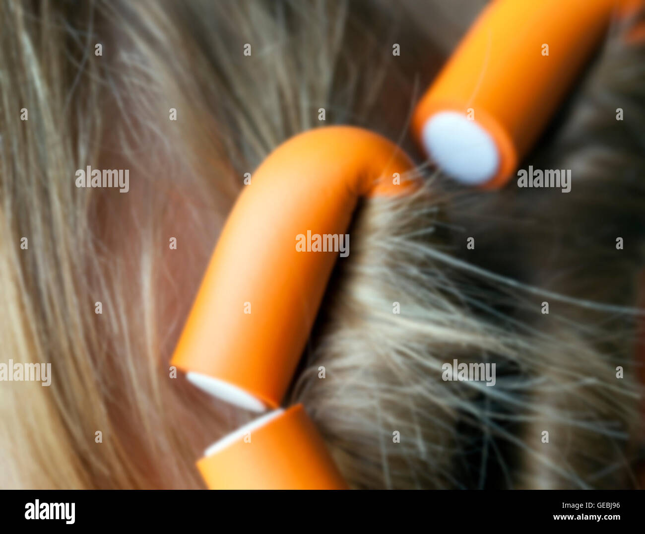 curlers in her hair Stock Photo - Alamy