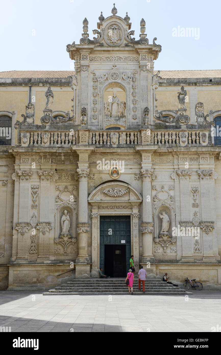 Lecce, Italy - 23 June 2016: Cathedral of Lecce, masterpiece of baroque ...