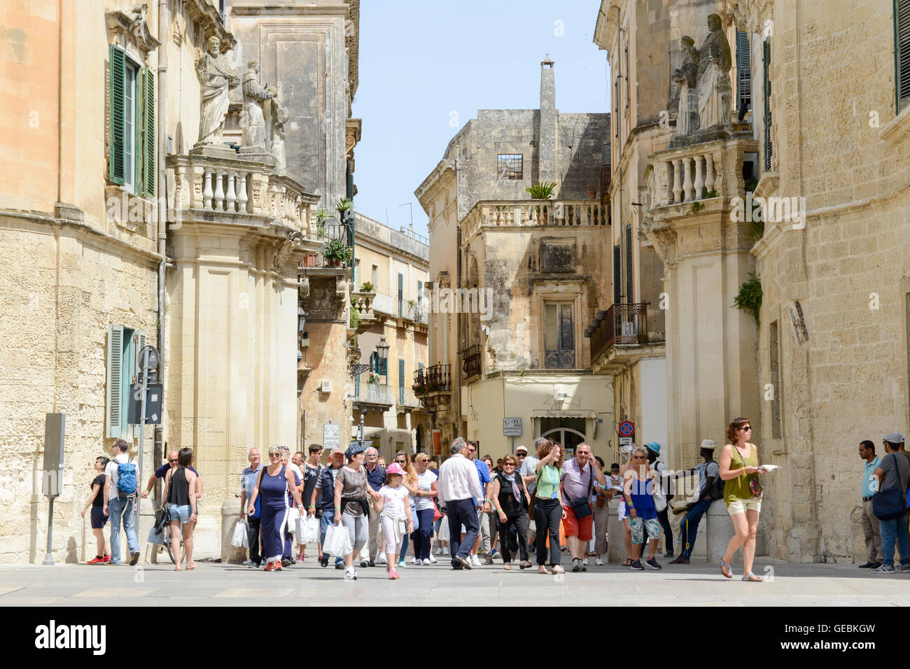 Lecce, Italy - 23 June 2016: people visiting on walking the streets of ...