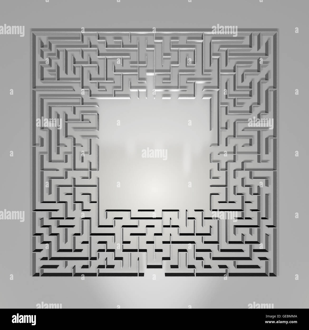 Maze on gray background. Concept for decision-making. Overhead view. 3d ...