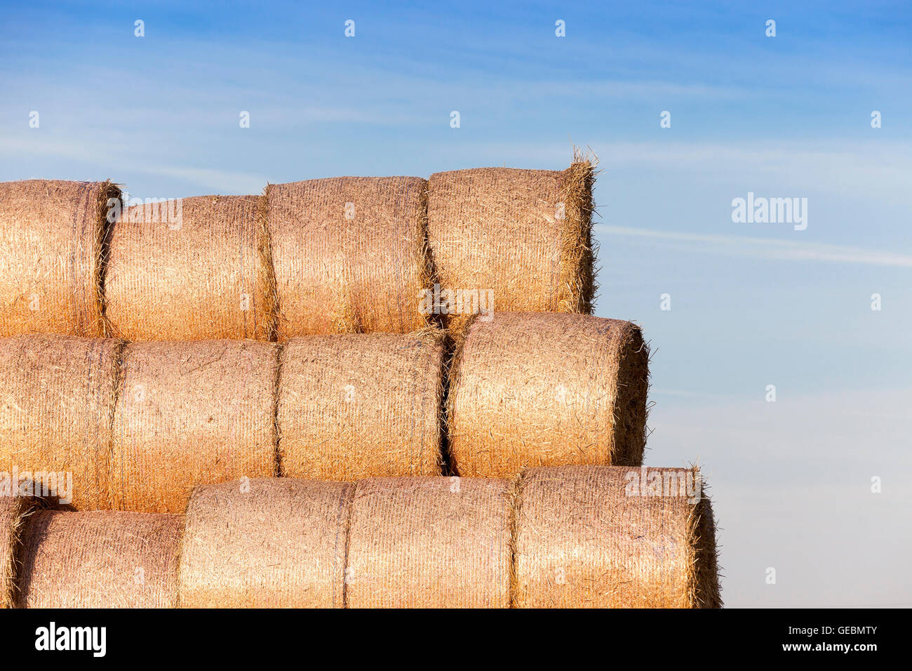 stack of straw in the field Stock Photo - Alamy